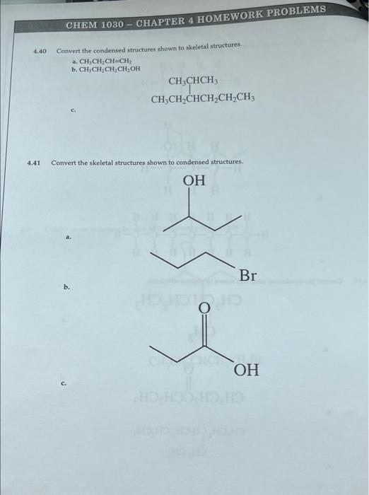 Solved 4.40 Convert the condensed structures shown to | Chegg.com