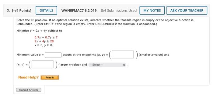 Solved Solve the LP problem. If no optimal solution exists, | Chegg.com