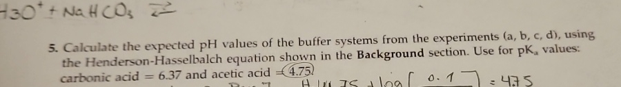 Calculate the expected pH ﻿values of the buffer | Chegg.com