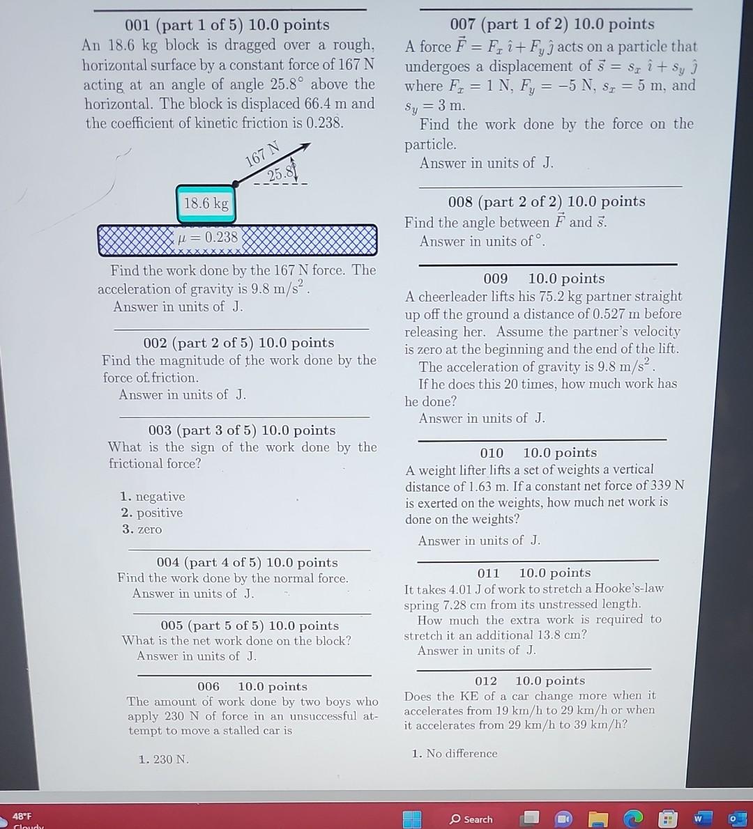 Solved 001 (part 1 of 5 ) 10.0 points 007 (part 1 of 2 ) | Chegg.com