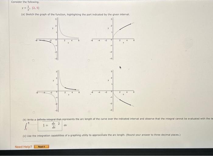 Solved Consider the following. y=x1,[2,5] (a) Sketch the | Chegg.com