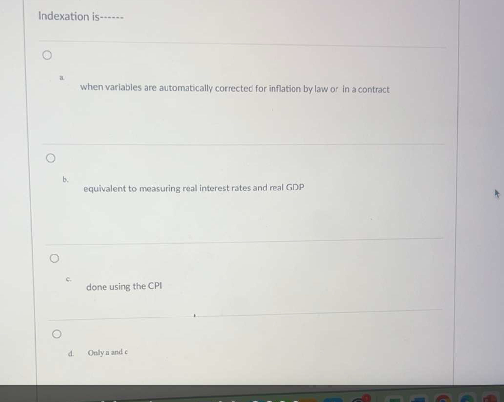 Solved Indexation isa. ﻿when variables are automatically | Chegg.com
