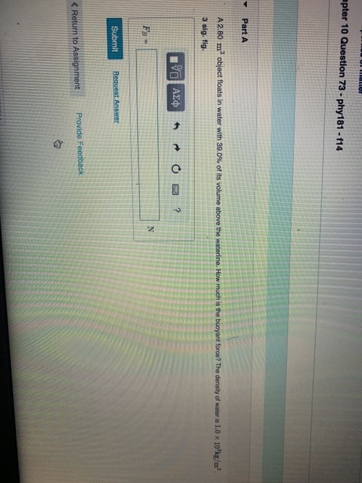 Solved Apter 10 Question 73 Phy181 F14 Part A Object 