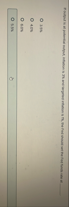 Solved If output is at potential output, inflation is 3% | Chegg.com