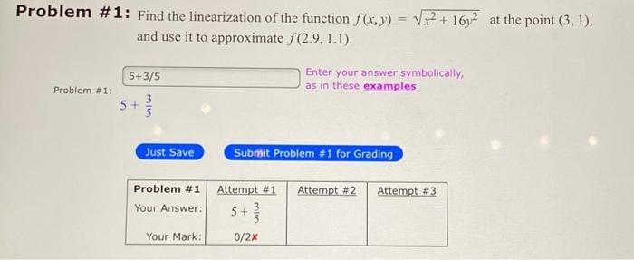 Solved Problem #1: Find the linearization of the function | Chegg.com
