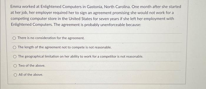 Emma worked at Enlightened Computers in Gastonia, | Chegg.com