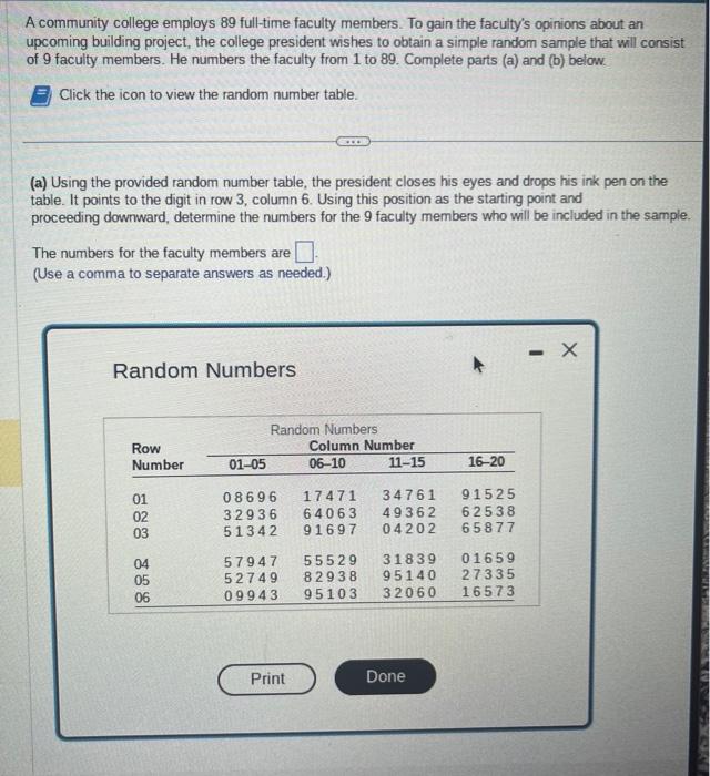 Solved A community college employs 89 full-time faculty | Chegg.com