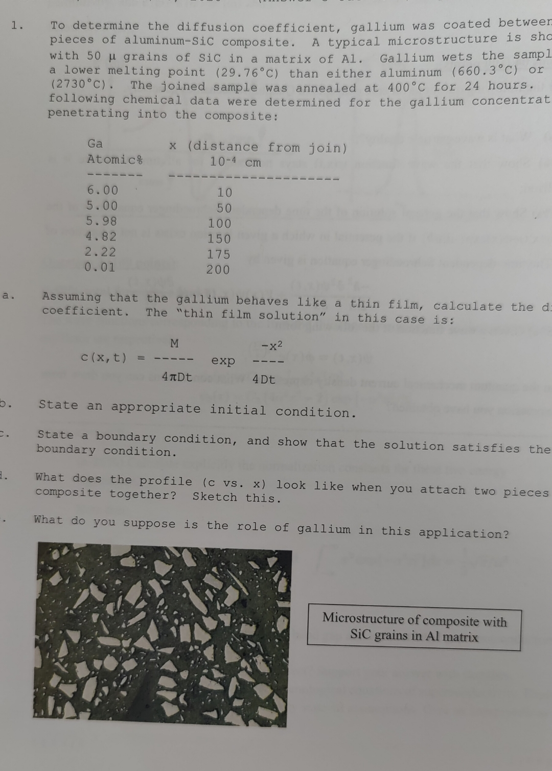 Solved Solve for a-e. ﻿To determine the diffusion | Chegg.com