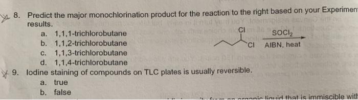 Solved 7 8. Predict the major monochlorination product for | Chegg.com