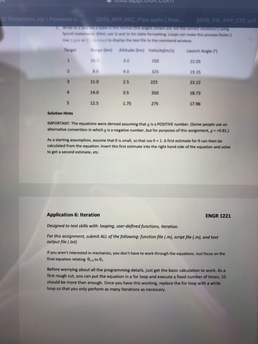 Solved Application 6: Iteration ENGR 1221 Designed to rest | Chegg.com