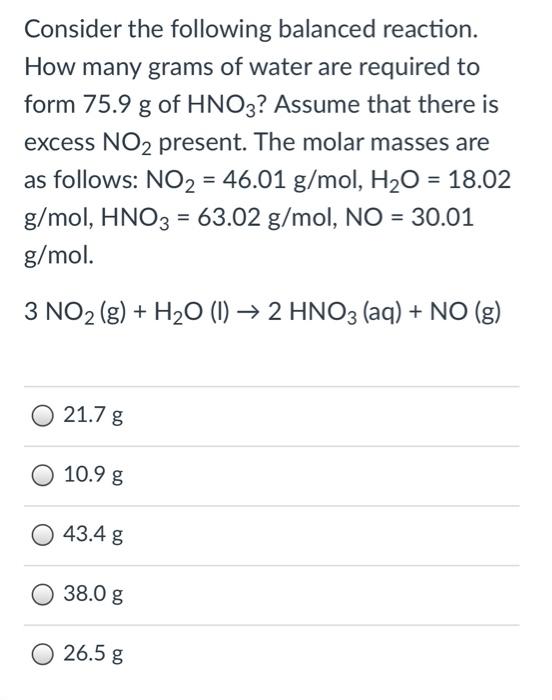 Solved Consider The Following Balanced Reaction How Many