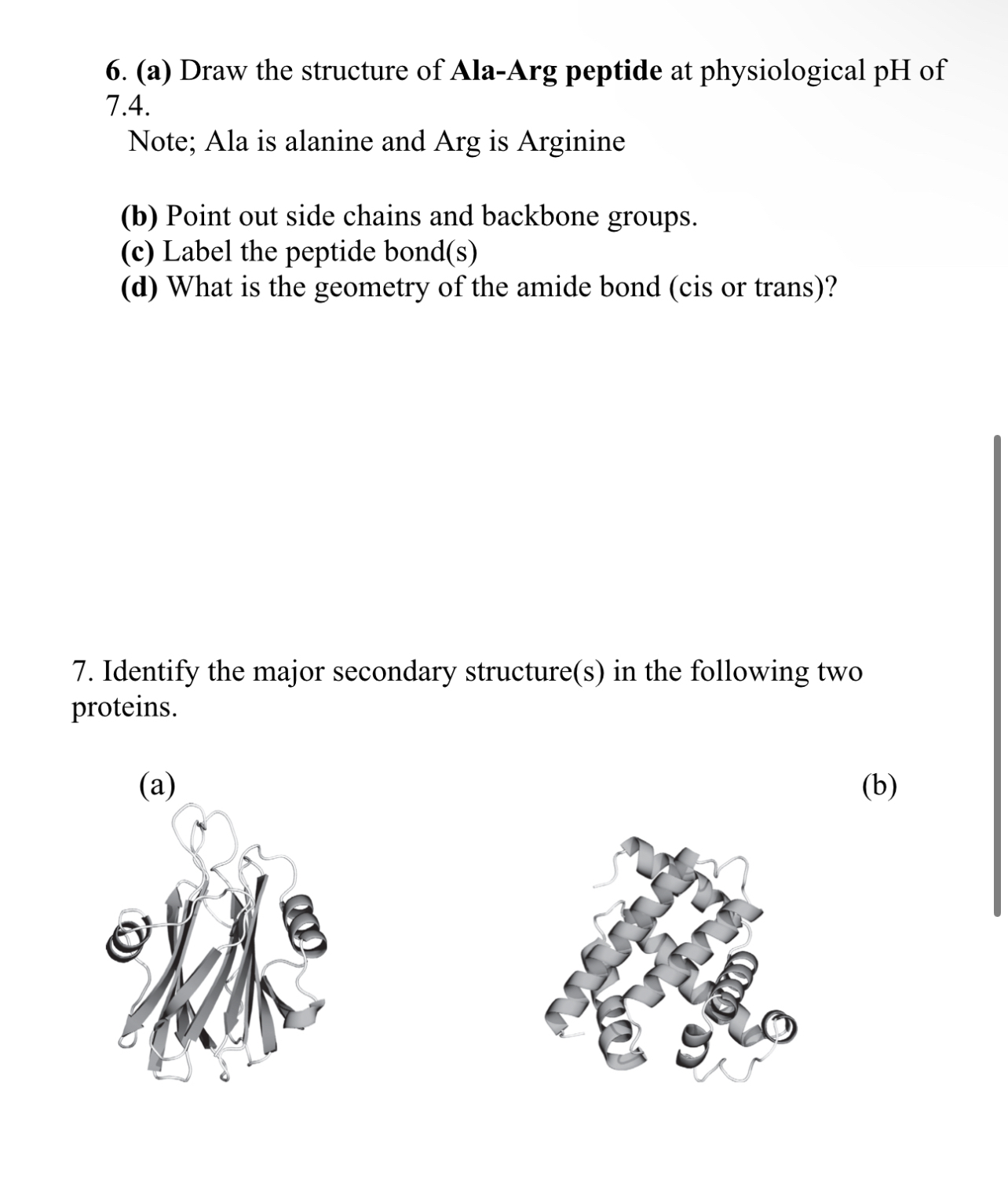 Solved (a) ﻿Draw the structure of Ala-Arg peptide at | Chegg.com