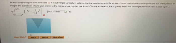Solved A triangular plate with base 6 m and height 2 mis | Chegg.com