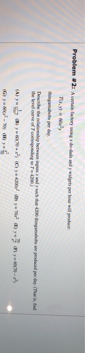 Solved Problem #2: A certain factory using x do-dads and y | Chegg.com