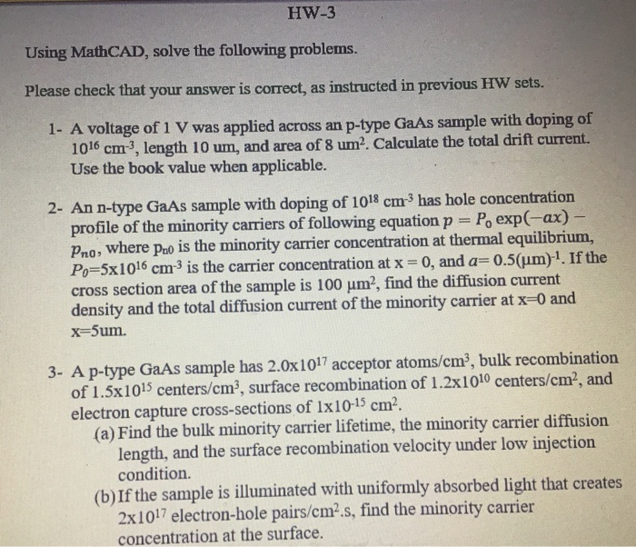 Solved HW-3 Using MathCAD, solve the following problems. | Chegg.com