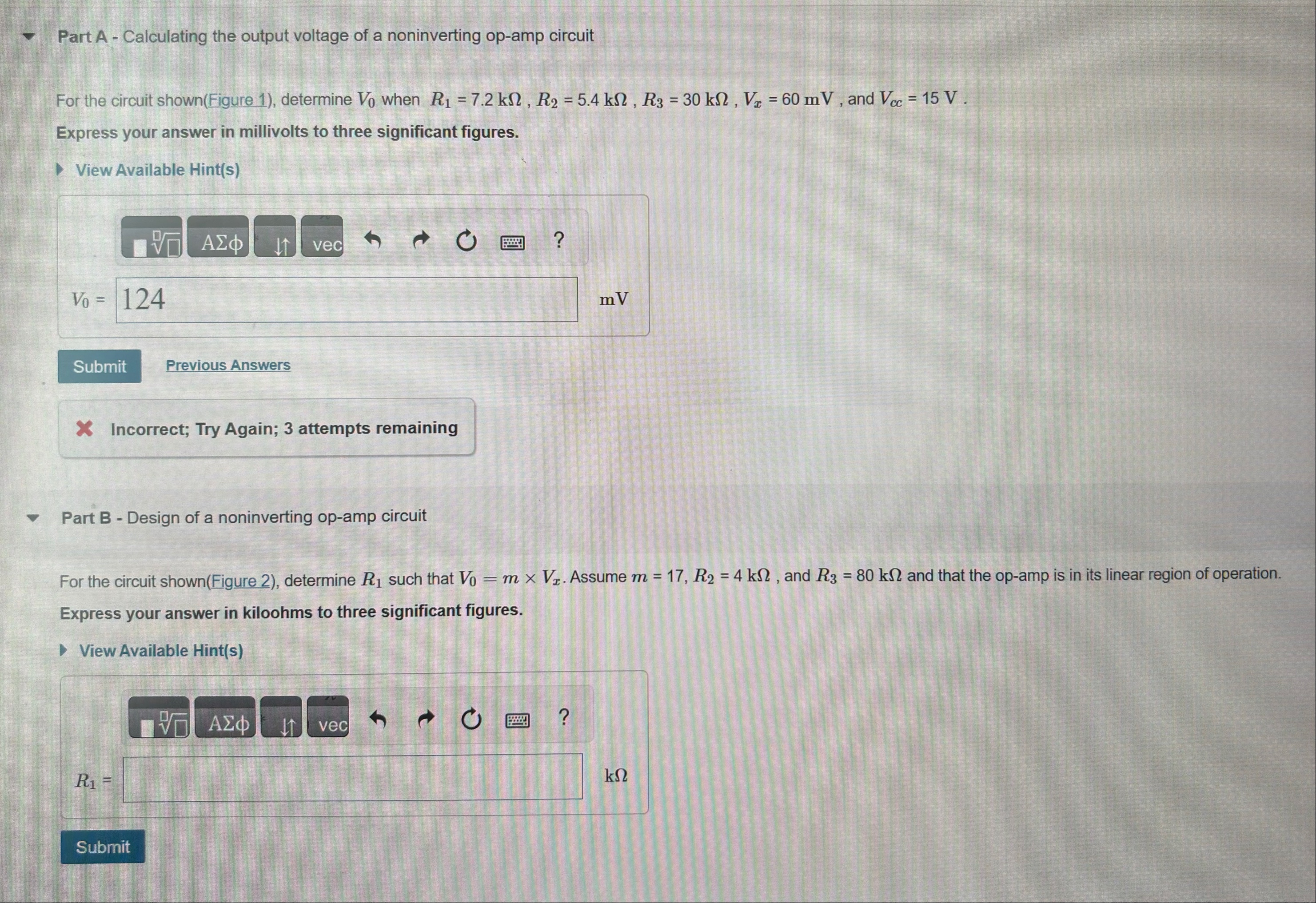 Solved Part A - ﻿Calculating the output voltage of a | Chegg.com