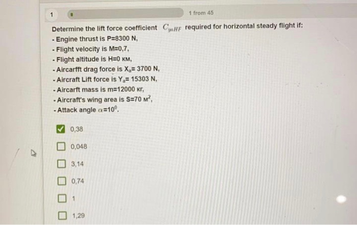 Solved 1 from 45 Determine the lift force coefficient Cf | Chegg.com