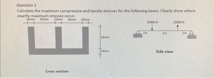 Solved Calculate the maximum compressive and tensile | Chegg.com