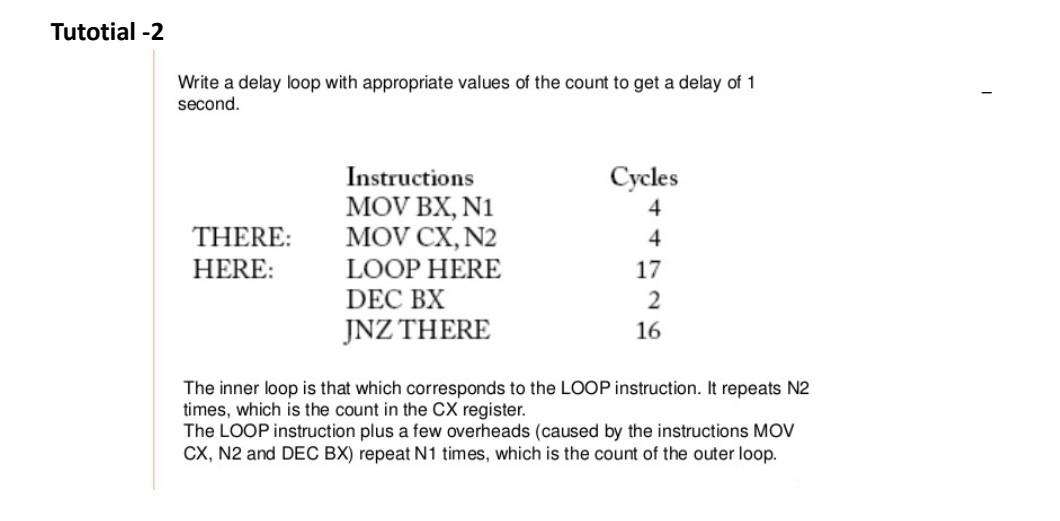 Solved Write a delay loop with appropriate values of the | Chegg.com