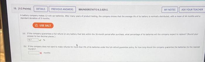 Solved standard deviatien of 9 menths. atitmet to two | Chegg.com