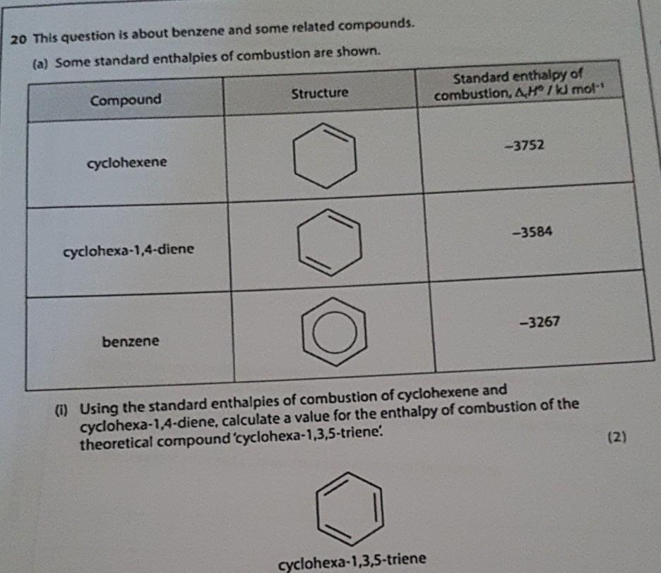 Solved 20 This question is about benzene and some related | Chegg.com