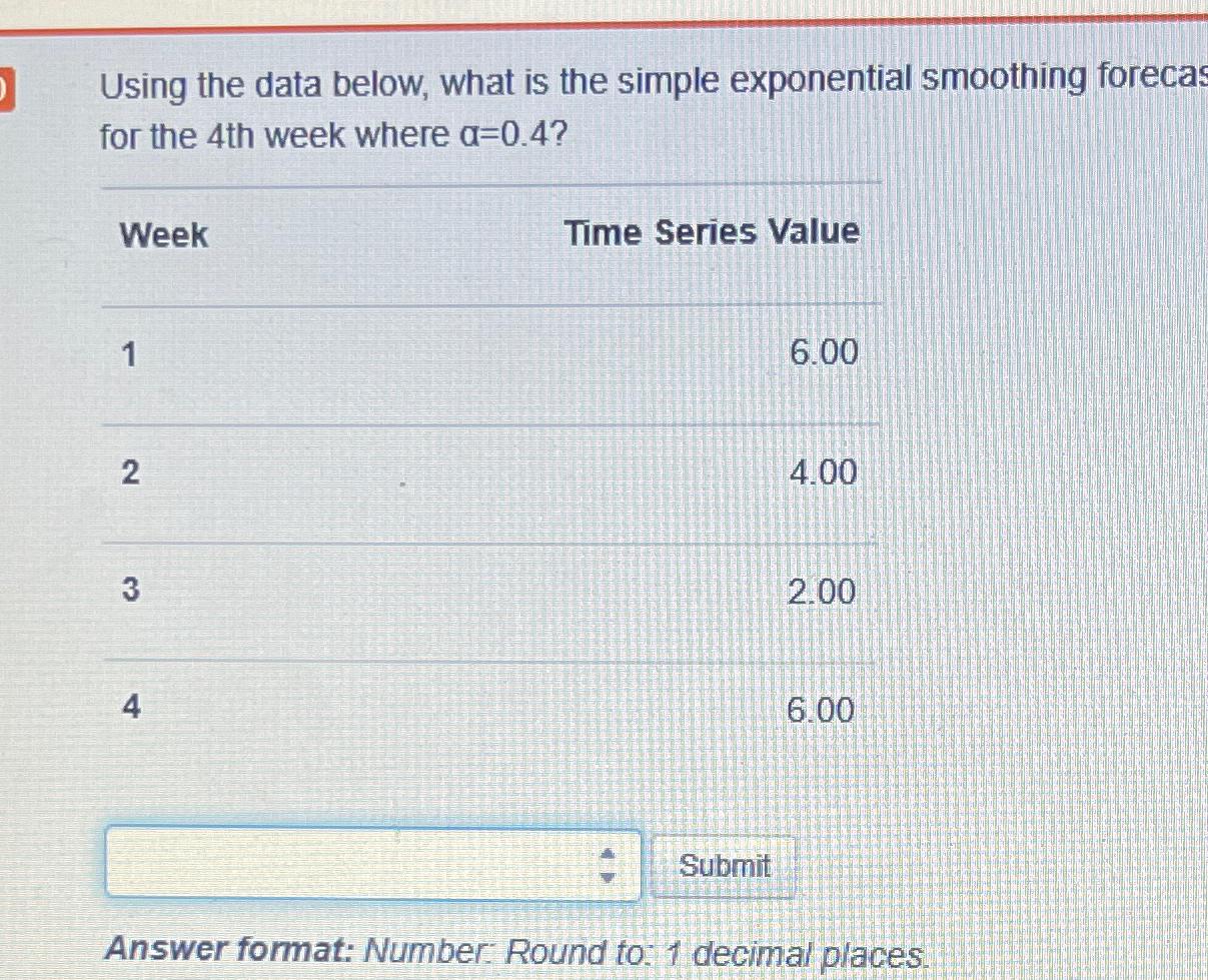 Solved Using the data below, what is the simple exponential | Chegg.com