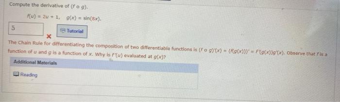 Solved Compute the derivative of (fog). MU) = 2 + 1, 9(x) = | Chegg.com