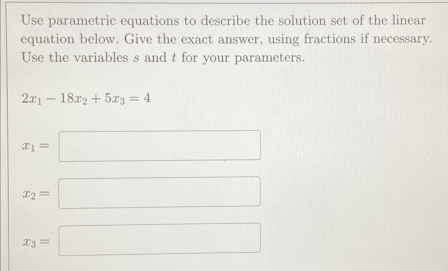 Solved Use parametric equations to describe the solution set | Chegg.com