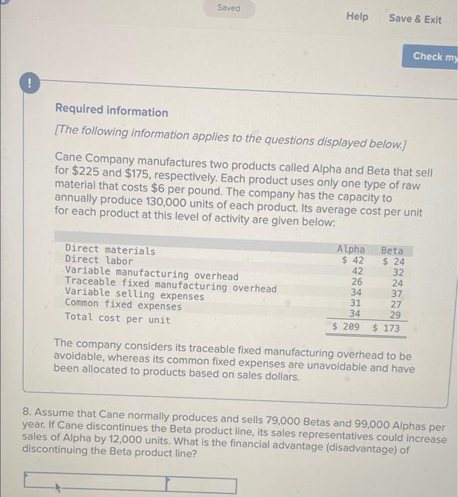 Solved Saved Help Save & Exit Check my . Required | Chegg.com