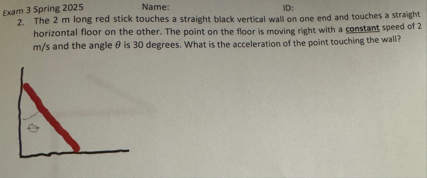 Solved Exam 3 ﻿Spring 2025Name:ID:2. ﻿The 2 ﻿m long red | Chegg.com