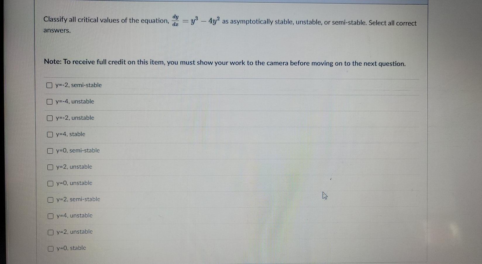 Solved Classify all critical values of the equation, = y3 – | Chegg.com