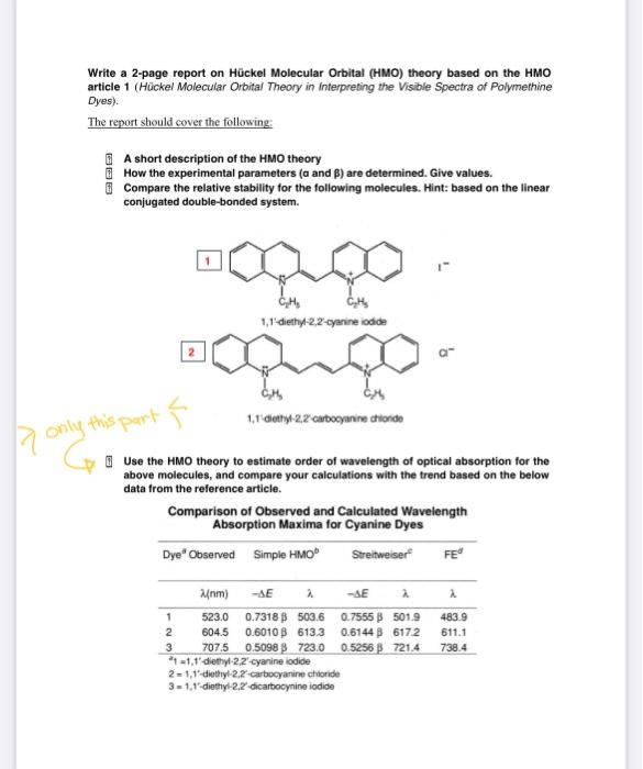 Solved Write a 2-page report on Hūckel Molecular Orbital | Chegg.com