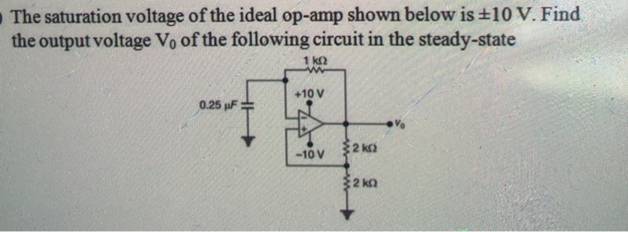 Solved The saturation voltage of the ideal op-amp shown | Chegg.com