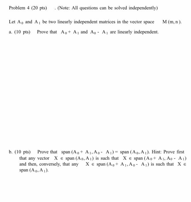 Solved Problem 4 (20 pts) (Note: All questions can be solved | Chegg.com