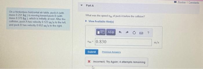 Solved Review Constants Part A On a frictionless horizontal | Chegg.com