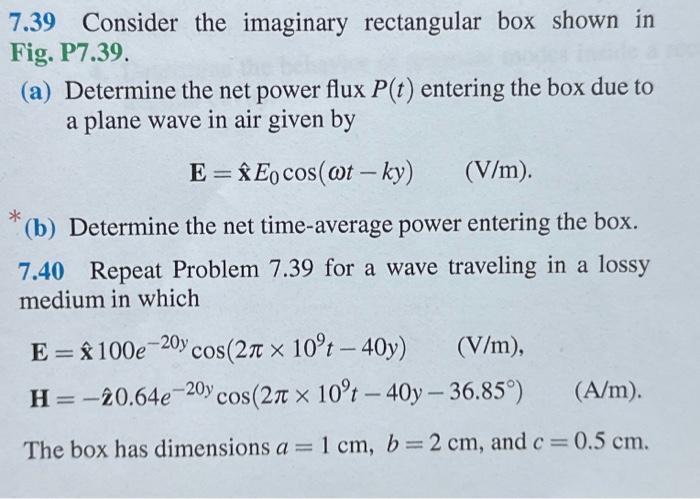 Solved 7.39 Consider the imaginary rectangular box shown in | Chegg.com