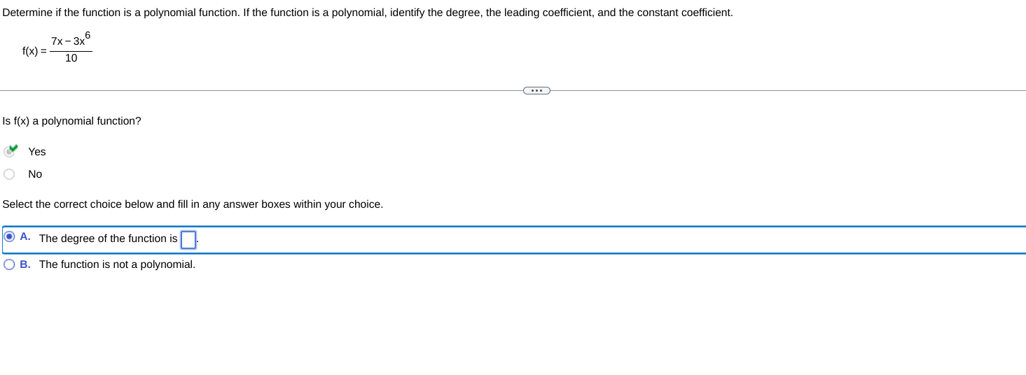 Solved Determine if the function is a polynomial function. | Chegg.com