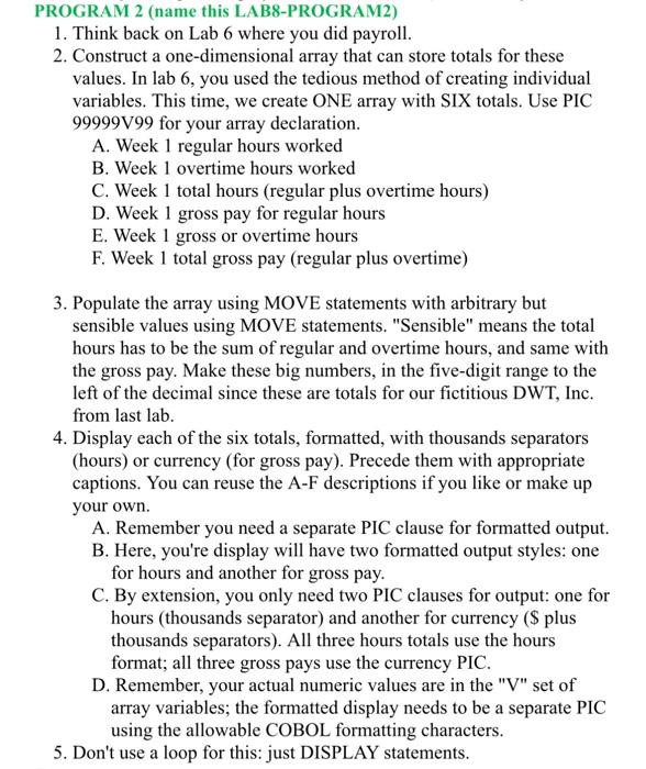 Solved PROGRAM 1 (name this LAB8-PROGRAM1) Think of a use | Chegg.com