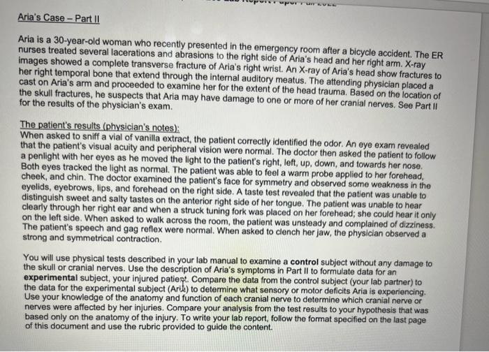 Solved Aria is a 30-year-old woman who recently presented in | Chegg.com