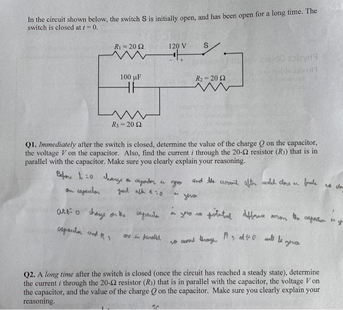 In the circuit shown below, the switch S is initially | Chegg.com