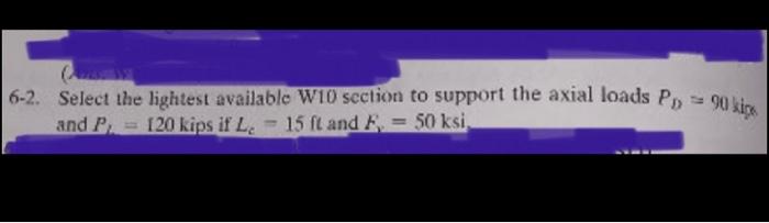 Solved Repeat Prob. 6-2. (Ans. W10 X 45 LRFD, and ASD) 6-2 | Chegg.com