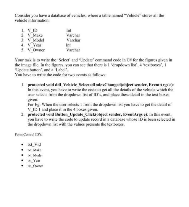 Solved Consider you have a database of vehicles, where a | Chegg.com