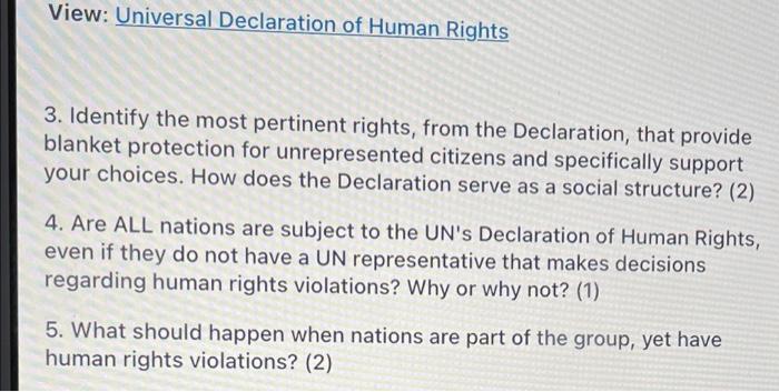 View: Universal Declaration of Human Rights 3. | Chegg.com