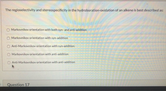 Solved The regioselectivity and stereospecificity in the | Chegg.com