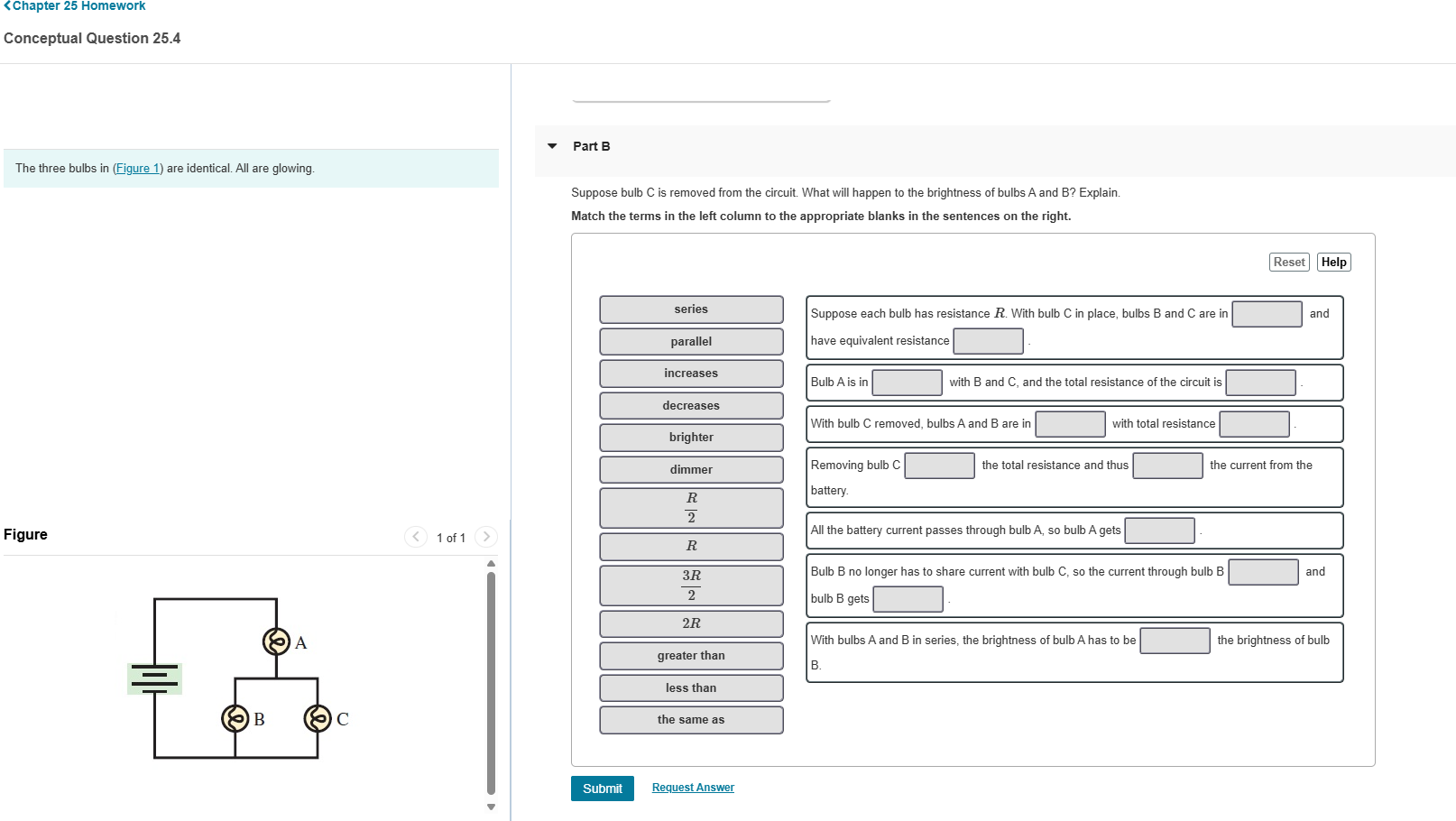 Solved Conceptual Question 25.4The three bulbs in (Figure 1) | Chegg.com
