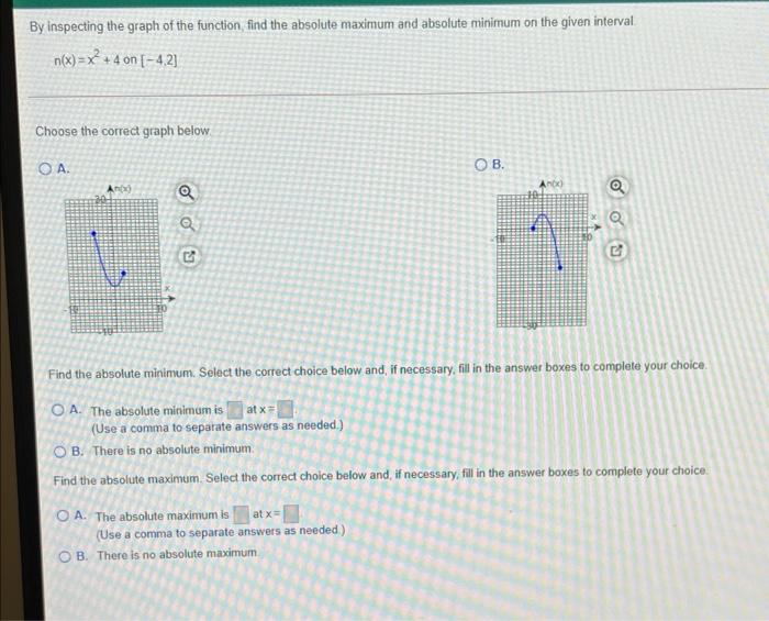 Solved By inspecting the graph of the function find the | Chegg.com