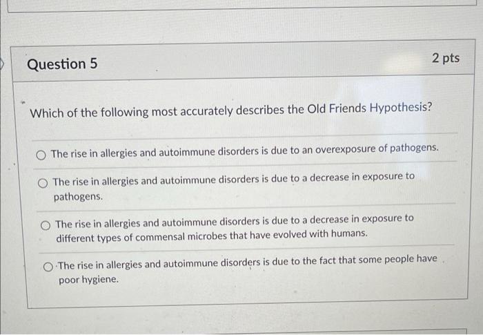 Solved 2 pts Question 5 Which of the following most | Chegg.com