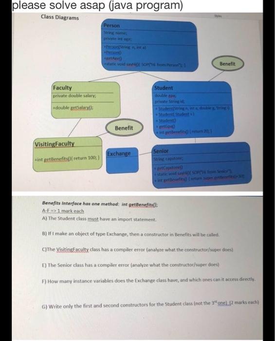 Solved please solve asap (java program) Class Diagrams | Chegg.com