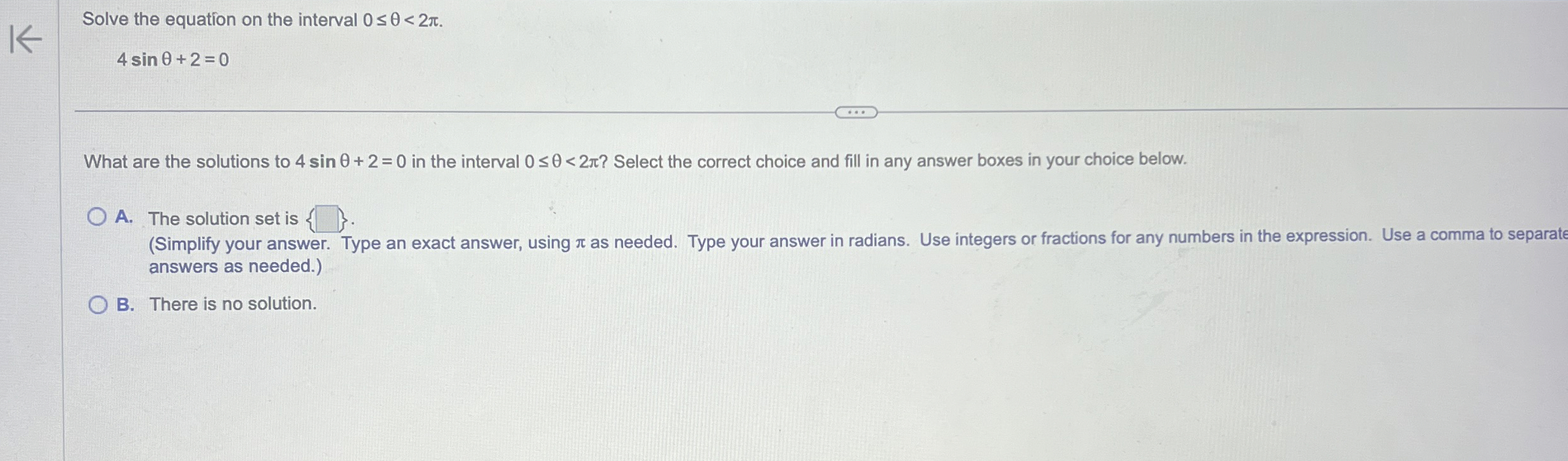 Solved Solve the equation on the interval | Chegg.com