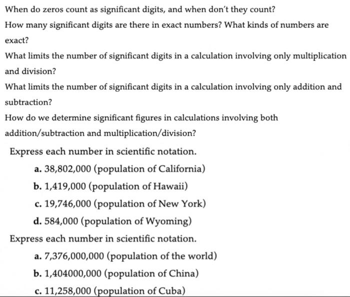 Solved When do zeros count as significant digits, and when | Chegg.com